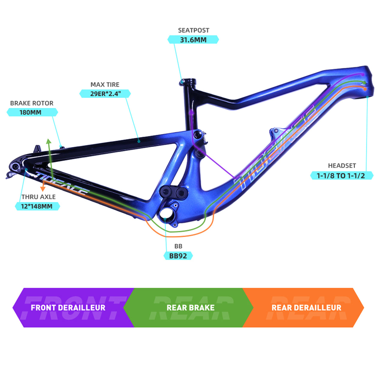 29er Boost Carbon Fiber FS-FM830 Enduro Suspension Mountain Bike Frames ...
