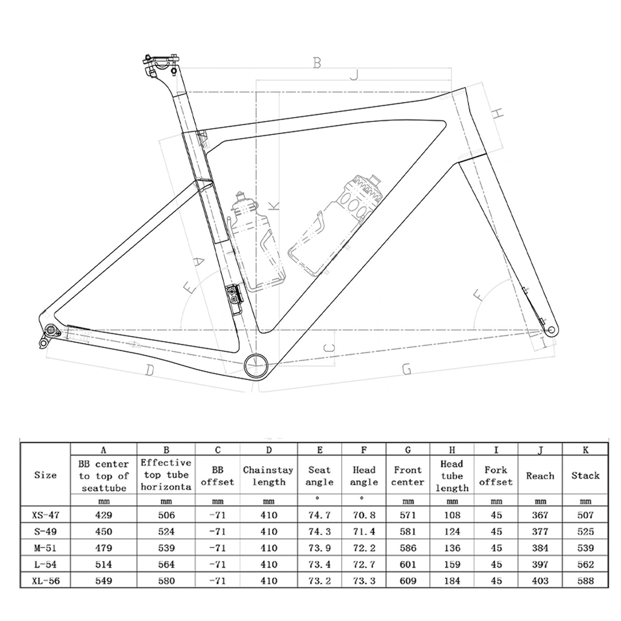 Ultra Light Carbon Road Bike Frame Disc Brake All Internal Cable Bikes ...