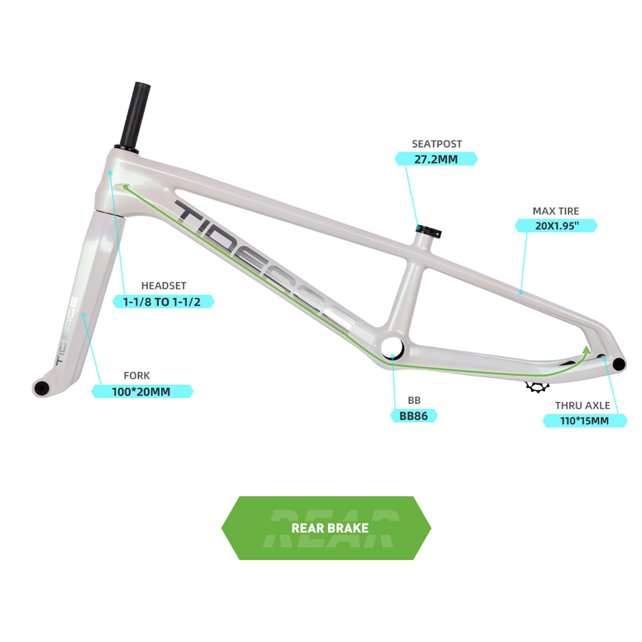 Tideacebike T800 Full Carbon BMX Racing Bike Frame Light Weight ...