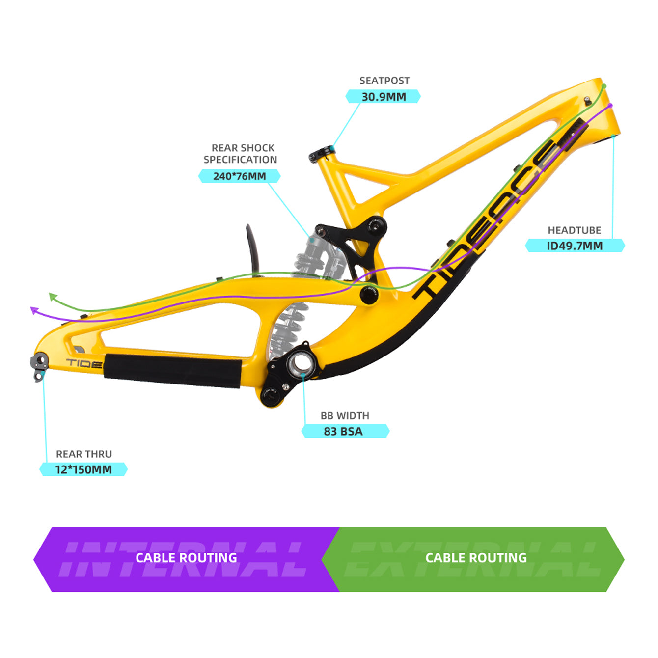 27.5er Full Carbon FM-DH966 Downhill Suspension Bike Frame MTB Frames BSA – TIDEACEBIKE