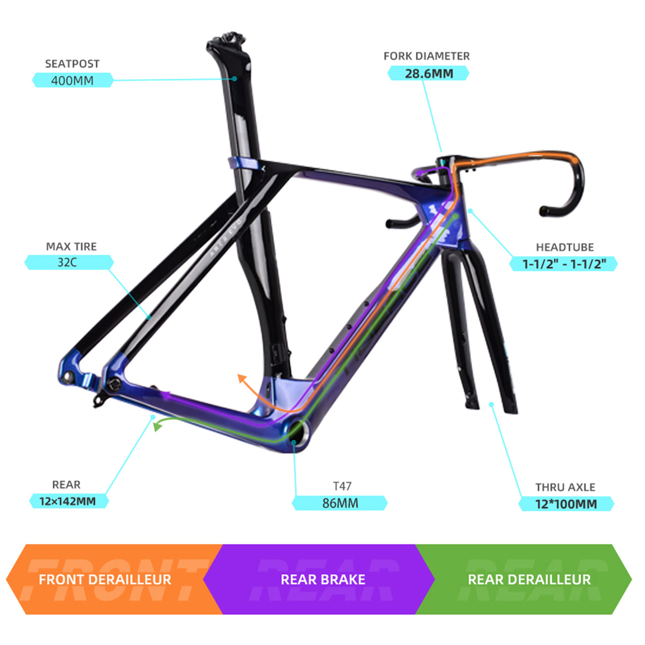 Full Carbon Fiber FM-CR068 Aerodynamic Road Racing Bike Frames 700*32C ...